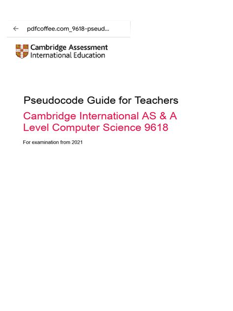 9618 Pseudocode Guide For Teachers Pdf Data Type Parameter