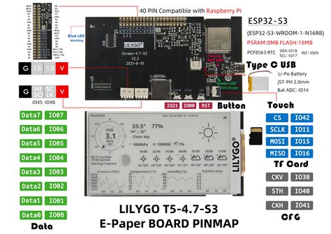 Lilygo T5 4 7 Inch E paper V2 3 Esp32 s3 Esp32 s3 Desenvolvimento Driver Placa Módulo De