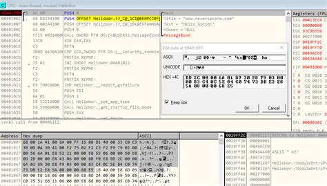 Reverse Engineering Ascii Code And Unicode Are Destroyed In Ollydbg Stack Overflow