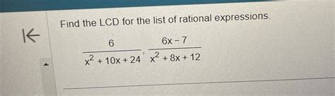 Solved Find The LCD For The List Of Rational Expressions