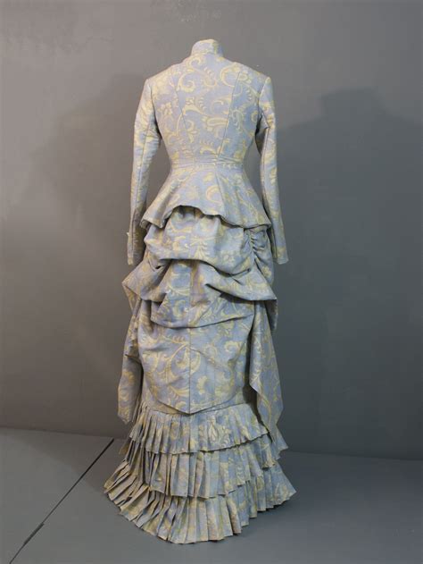 Promenade Bustle Day Dress In Patterned Silk