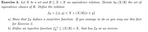 Solved Exercise Let X Be A Set And R CX X X An Chegg Com