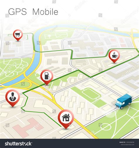 City Map Navigation Route Point Markers Vector De Stock Libre De Regalías 1203200038