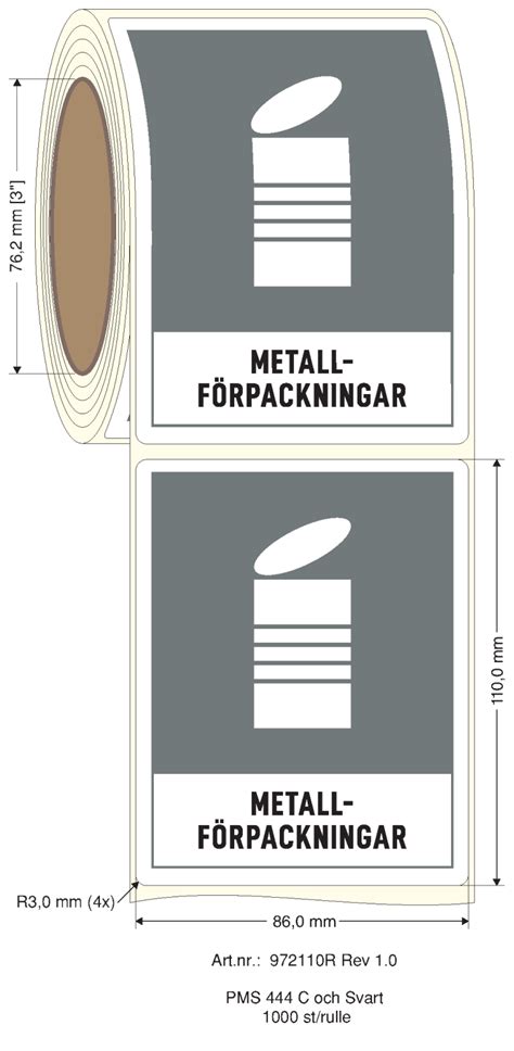 Dekal På Rulle Metallförpackningar Pws