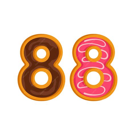Premium Vector 88 Number Sweet Glazed Doughnut Vector Illustration