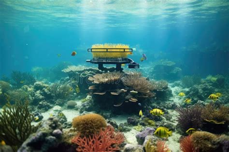 Underwater Drone Monitoring Coral Restoration Stock Illustration Illustration Of Generative