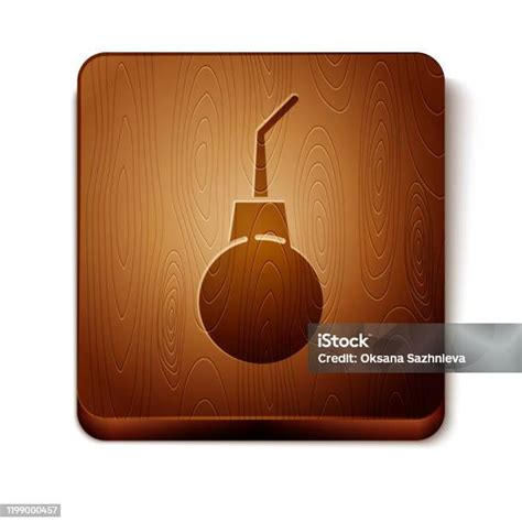흰색 배경에 격리 된 갈색 관네마 배 아이콘입니다 의료 고무 펌프 나무 사각형 버튼입니다 벡터 일러스트레이션 개념에 대한 스톡 벡터 아트 및 기타 이미지 Istock