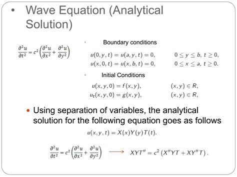 2 Dimensional Wave Equation Analytical And Numerical Solution Pptx Physics Science