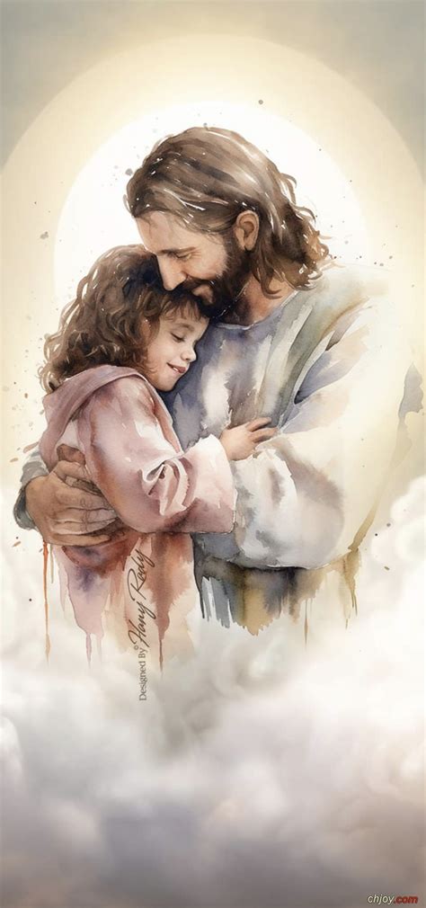 خلفية موبايل بالوان جذابه للسيد المسيح يحمل طفله منتدى الفرح المسيحى