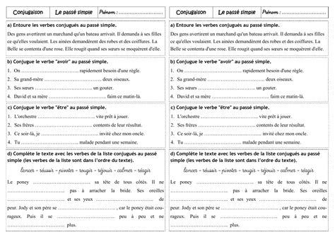 Exercices Sur Le Passé Simple