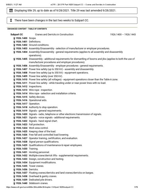 Osha Ecfr 29 Cfr Part 1926 Subpart Cc Cranes And Derricks In Construction Pdf Crane