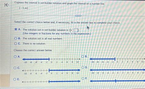 solved k express the interval in set builder notation and