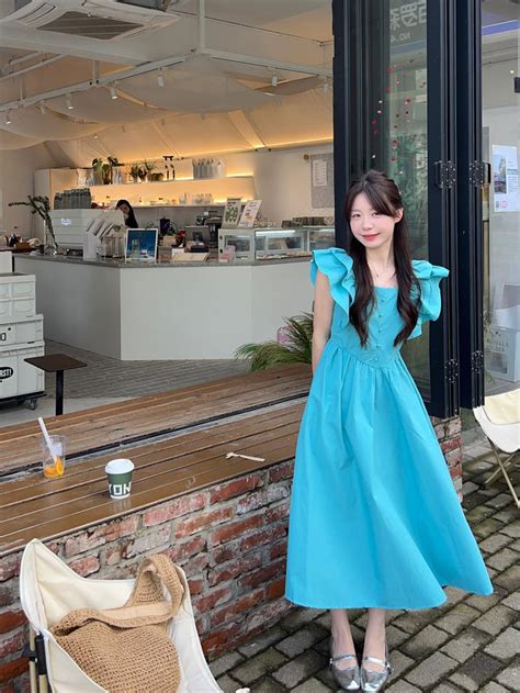 제리 프릴 슬리브리스 롱 원피스 5348 에이블리