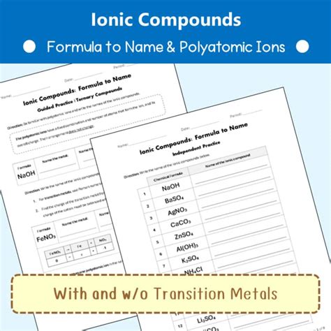 Naming Ionic Compounds Writing Formulas Ternary Compounds And Polyatomic Ions