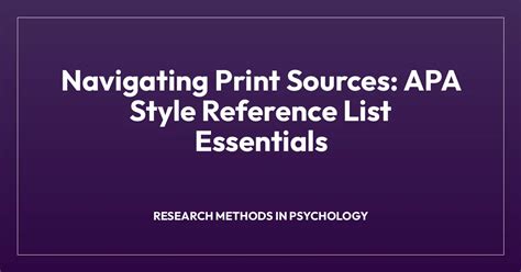 Navigating Print Sources APA Style Reference List Essentials Psychology Town