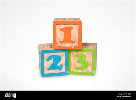 1 2 3 Wooden Learning Blocks With Clipping Path Stock Photo Alamy