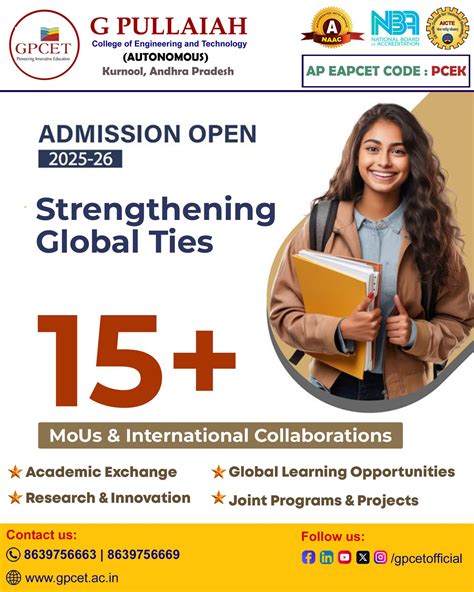 G Pullaiah 📢 Btech Admissions Open 2025 26 🌍 Strengthening Global Ties At G Pullaiah