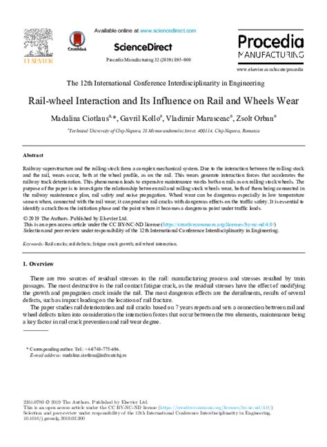 Pdf Rail Wheel Interaction And Its Influence On Rail And Wheels Wear