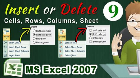 Insert Or Delete Cells Rows Columns Sheet In Ms Excel Be A Computer Expert Youtube
