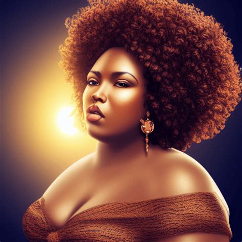 Sunkissed Plus Size Darkskinned Woman With Big Curls · Creative Fabrica