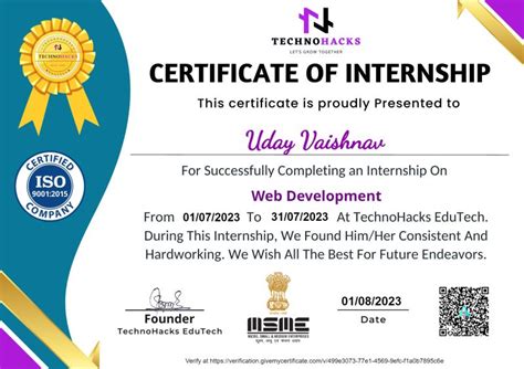 Uday Vaishnav On Linkedin Technohacksedutech Technohacks Webdevelopment Internship Connections