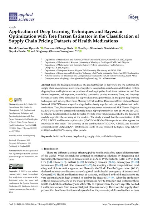 PDF Application Of Deep Learning Techniques And Bayesian Optimization With Tree Parzen