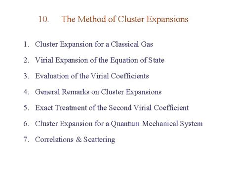 10 The Method Of Cluster Expansions 1 Cluster