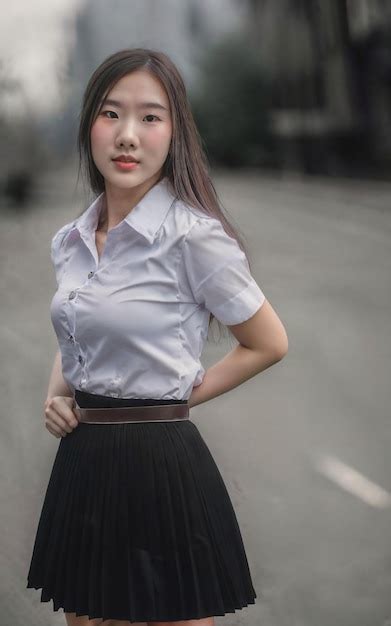 Premium Photo Beautiful Asian Thai College Woman Wearing University