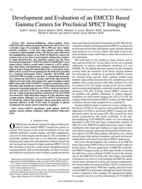 Pdf Development And Evaluation Of An Emccd Based Gamma Camera For