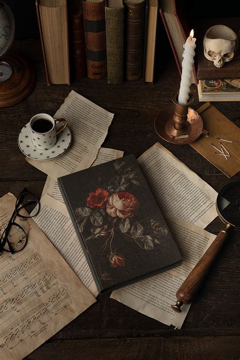 Dark Academia Botanical Rose Aesthetic Notebook Vintage Style Etsy Canada