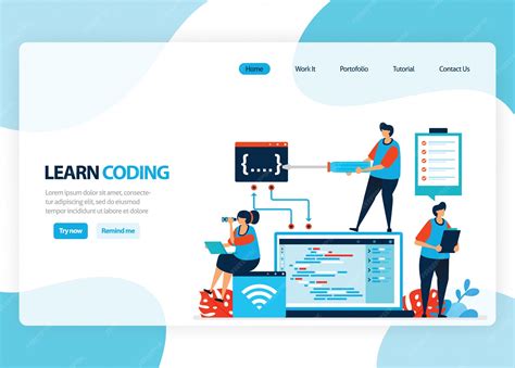 Premium Vector Homepage For Learning Programming And Coding