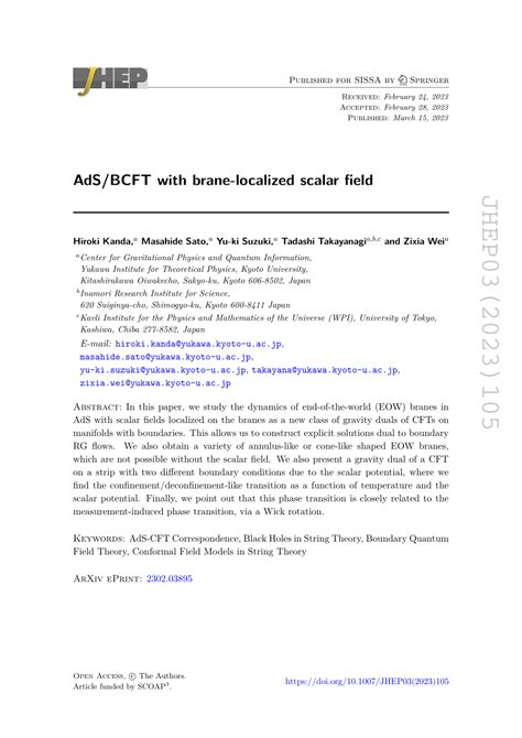 Pdf Ads Bcft With Brane Localized Scalar Field