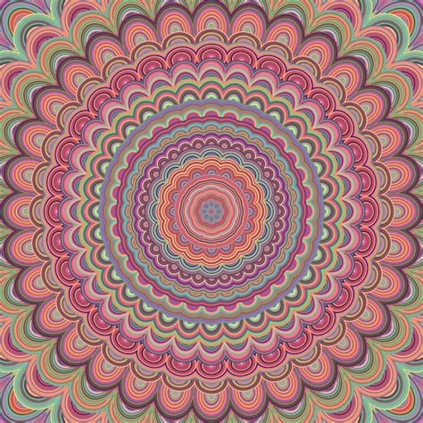 Free Vector Psychedelic Mandala Ornament Background Circular Symmetrical Vector Pattern