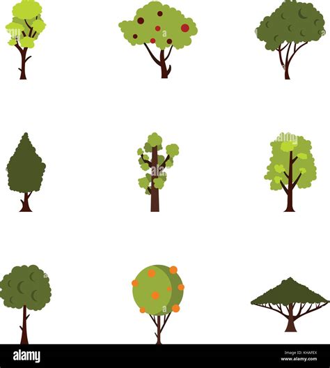 Trees Icons Set Flat Style Stock Vector Image Art Alamy