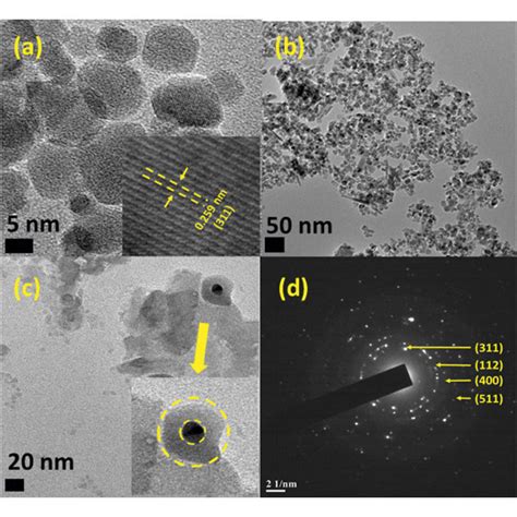 TEM Images Of A Fe O NPs B C Fe O SiO And D The SAED Download Scientific Diagram