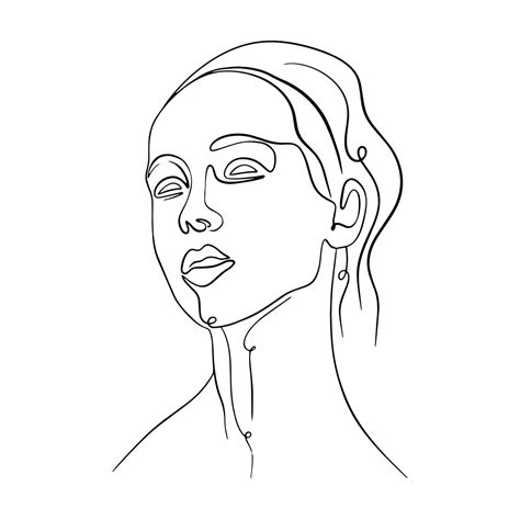 Cara De Una Línea Cara De Mujer De Boceto Lineal Esquema De Ilustración