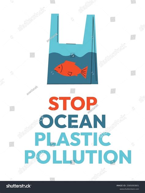 Stop Ocean Plastic Pollution Vector Illustration Stock Vector Royalty