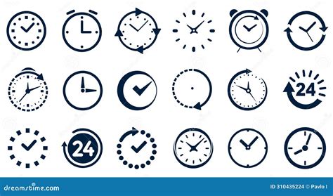Time And Clock Icons Set Stopwatch Timer Time Management Concept