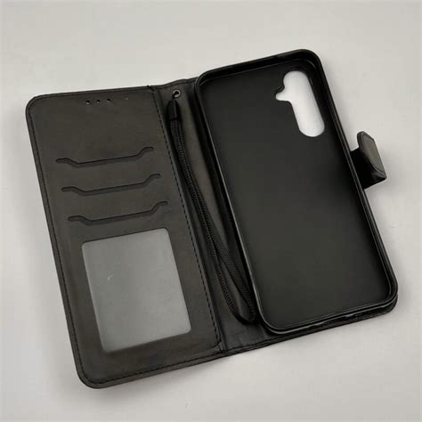 کیف گوشی Galaxy A54 سامسونگ چرمی مدل جاکارتی مگنت دار لوکس بند آویز دار مشکی کد 46350 قاب سنتر