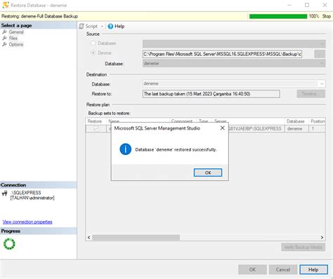 SQL Server Backup Restore TALHAN OKTAY Bilişim Mutfagi