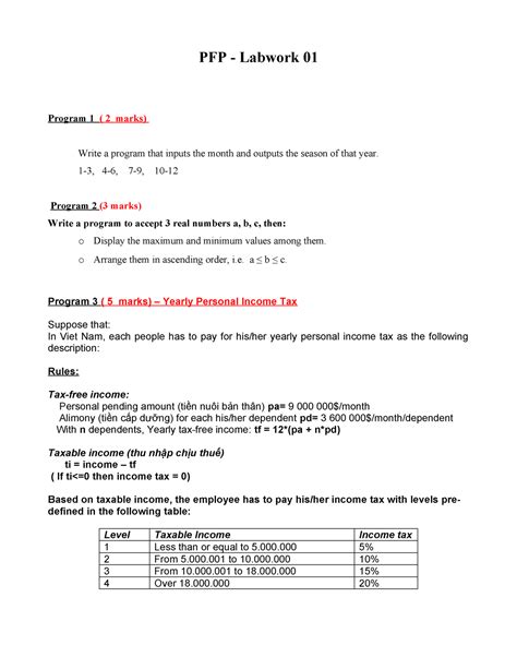 Lab01 PFP Labwork 01 Program 1 2 Marks Write A Program