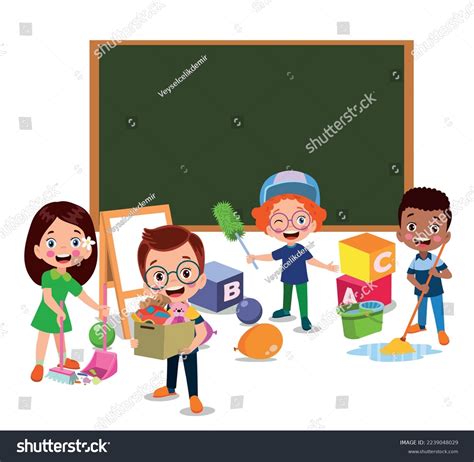 Cartoon Clean Classroom Cleaning Classroom Vector Art Icons And