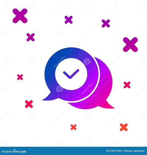 Color Check Mark In Speech Bubble Icon Isolated On White Background