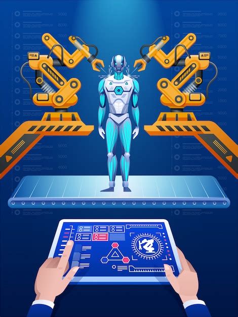 Premium Vector Robot Assembly Line