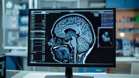 A Detailed Mri Scan Of The Brain Displayed On A Computer Screen Illustrating Diagnostic