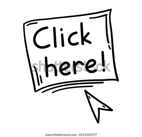 Doodle Click Here Button Mouse Cursor Stock Vector Royalty Free