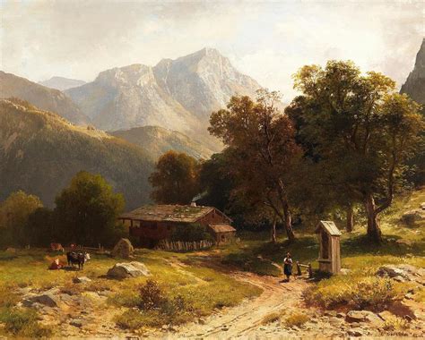 Sommerliche Alpenidylle Ca Art Drawing By Ludwig Gebhardt German Fine