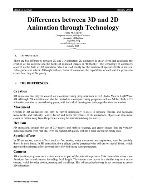 Pdf Differences Between 3d And 2d Animation Through Technology