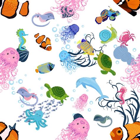 해양 생물 원활한 무늬 선박 배경 일러스트 및 사진 무료 다운로드 Pngtree