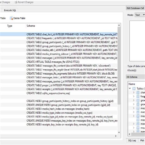 Database Tables After Decryption And Viewing With The DB Browser